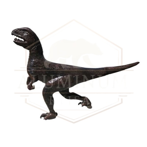 Aluminum Running Raptor Statue | Dinosaur Metal Décor